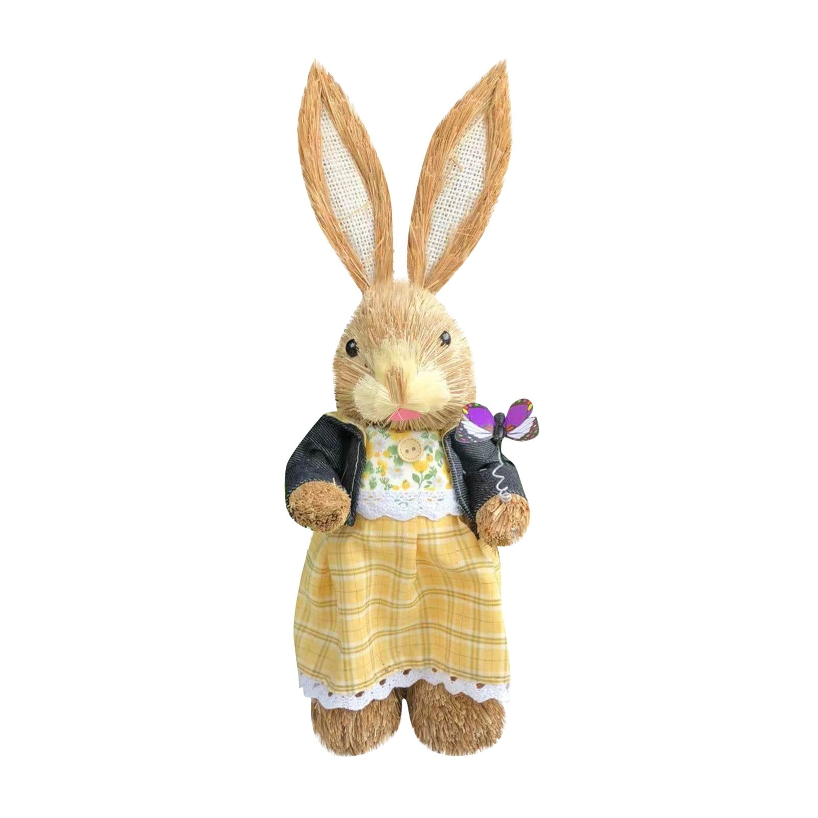 Adorable Straw Bunny Rabbit Figurine With Carrot And Shovel Perfect ...