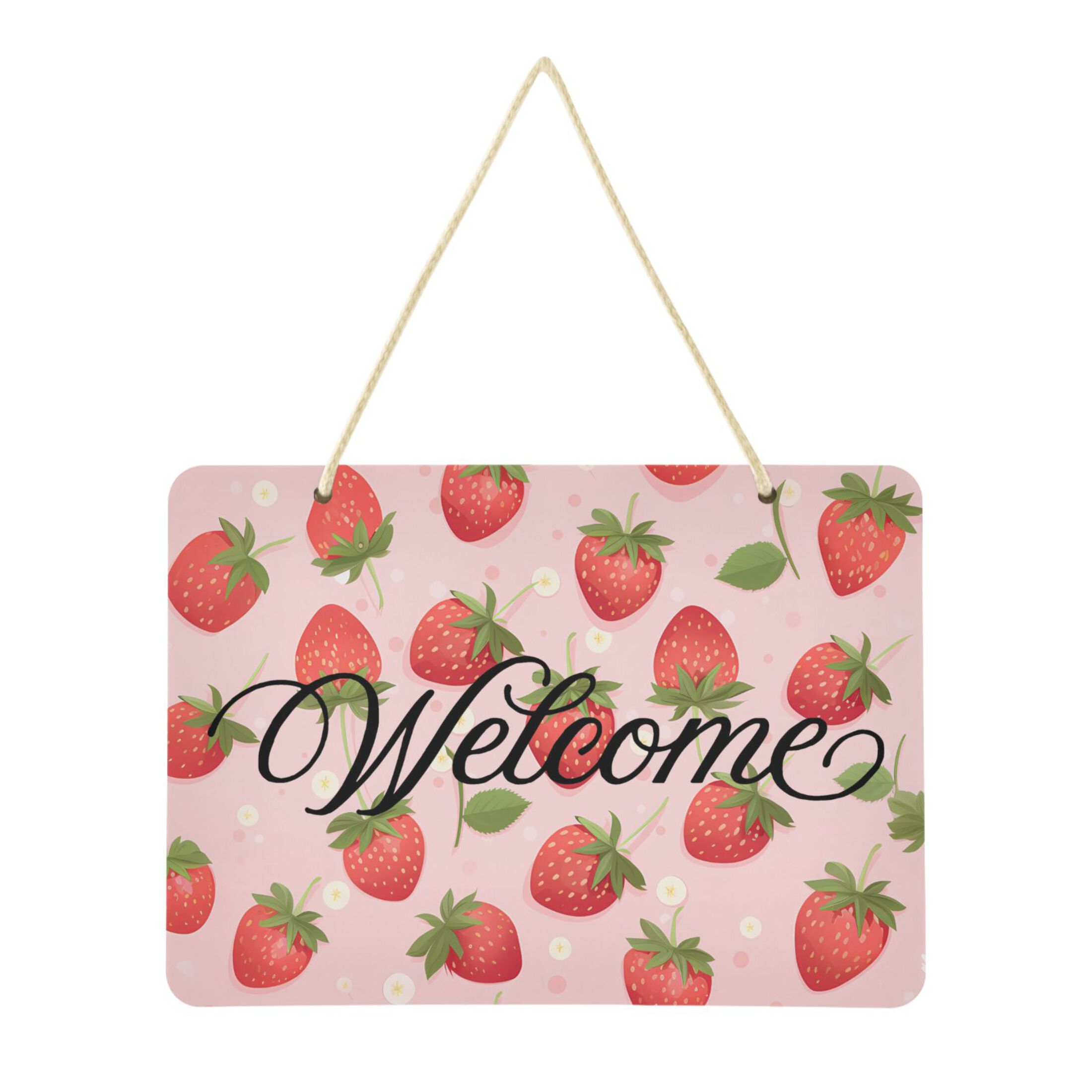 Adorable Strawberries Welcome Sign Front Door PVC 14x10 inch Hanger ...