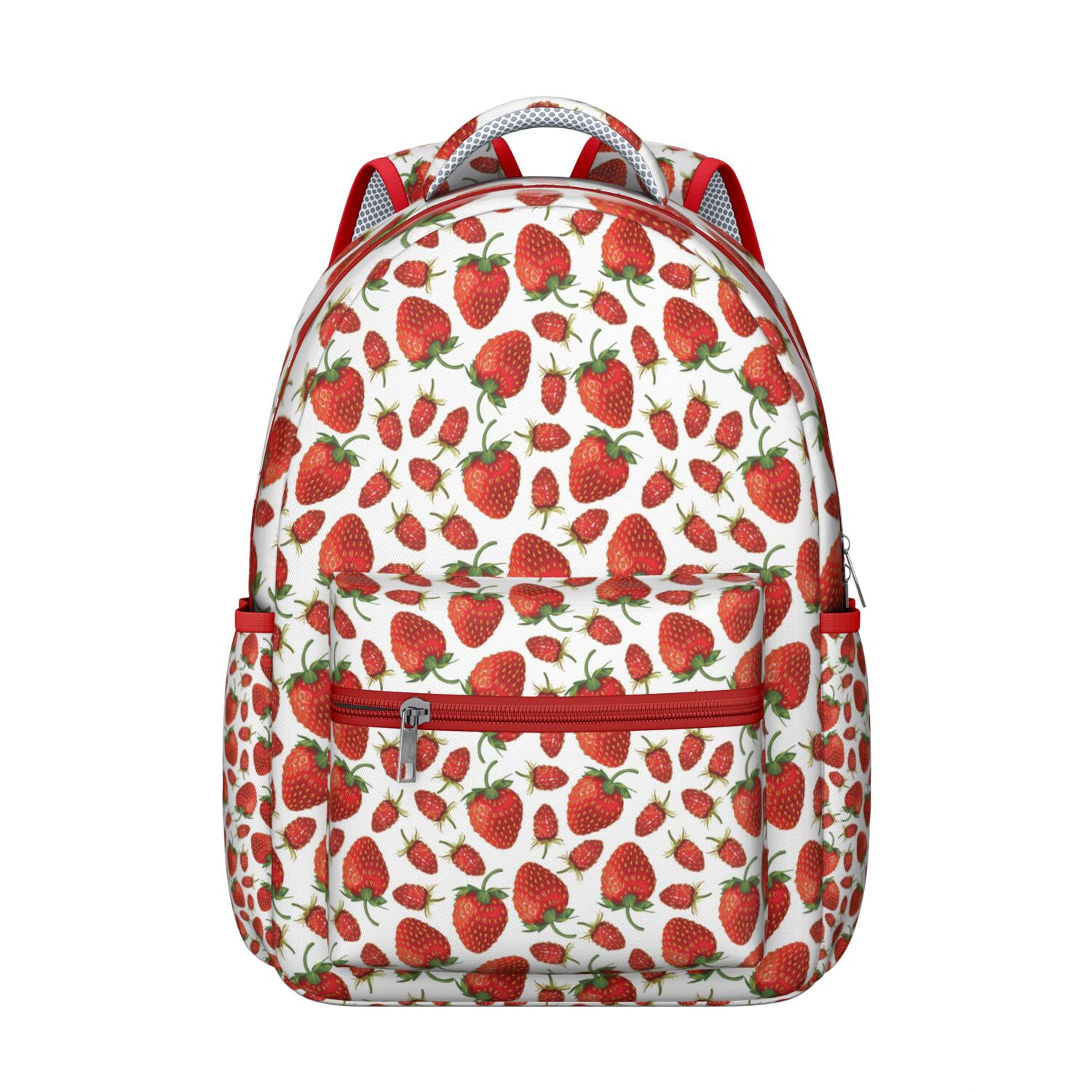 Adorable Strawberry Print Backpack - Stylish School Bag for College ...