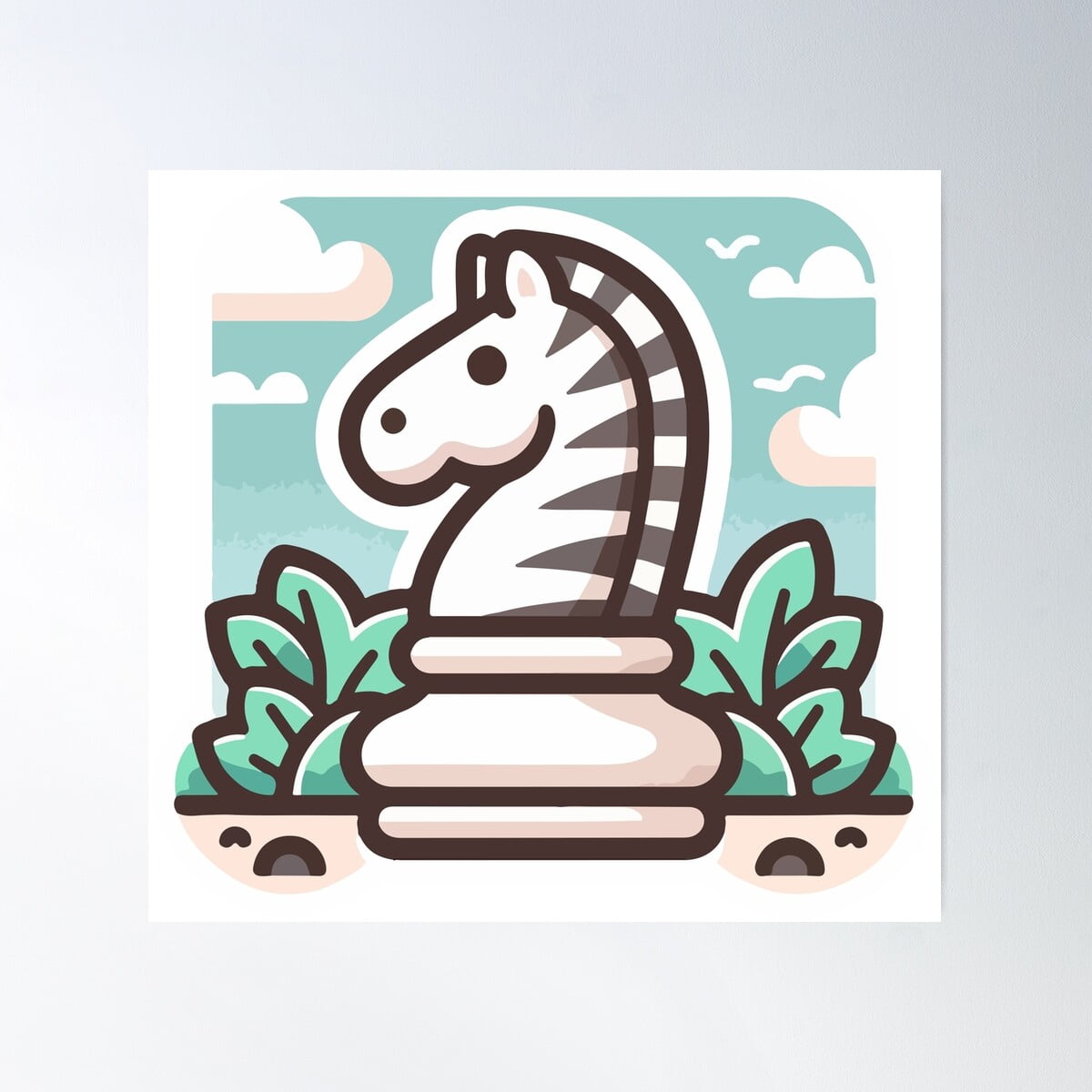 Adorable Striped Zebra Chess Piece Poster Wall Art, Modern Wall Decor ...
