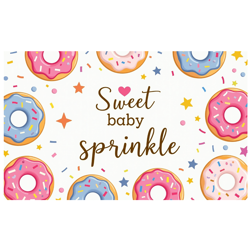 Adorable Sweet Baby Sprinkle Themed Banner with Colorful Donuts Stars ...