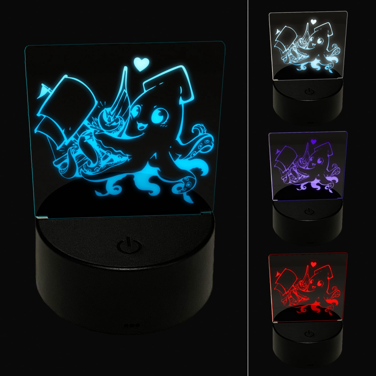 Adorable Sweet Kraken Squid Sea Monster Hug Ship LED Night Light Sign ...