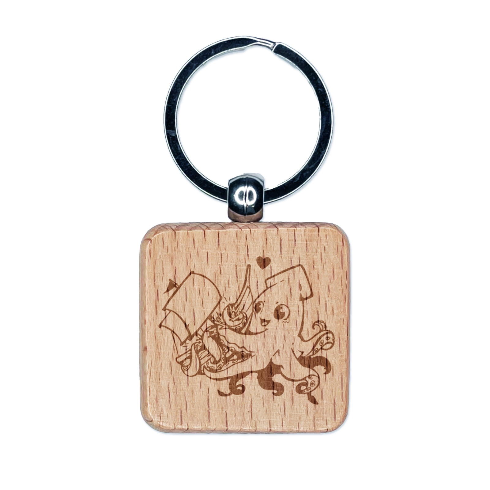 Adorable Sweet Kraken Squid Sea Monster Hug Ship Square Keychain Charm ...