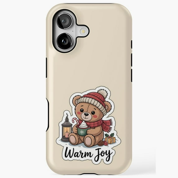 Adorable Teddy Bear Holiday Joy Sticker Case for iPhone 17 to 11 Pro ...