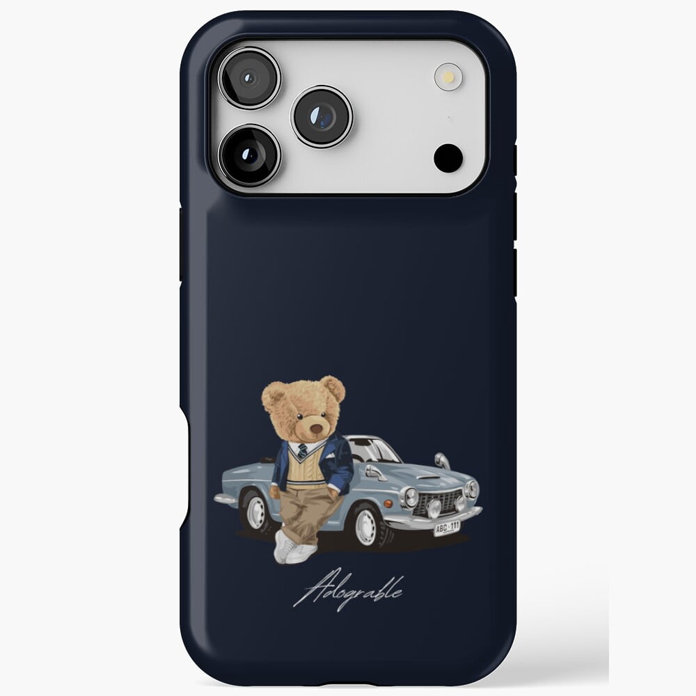 Adorable Teddy Bear Vintage Car ClassicPhone Case for iPhone 11 to 17 ...