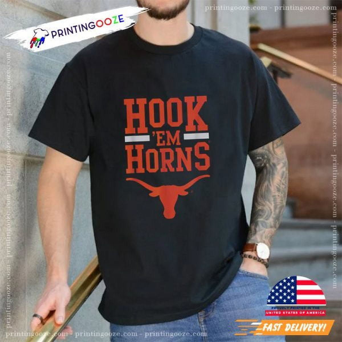 Adorable Texas Longhorns Hook Em Horns Vintage T-shirt - Walmart.com