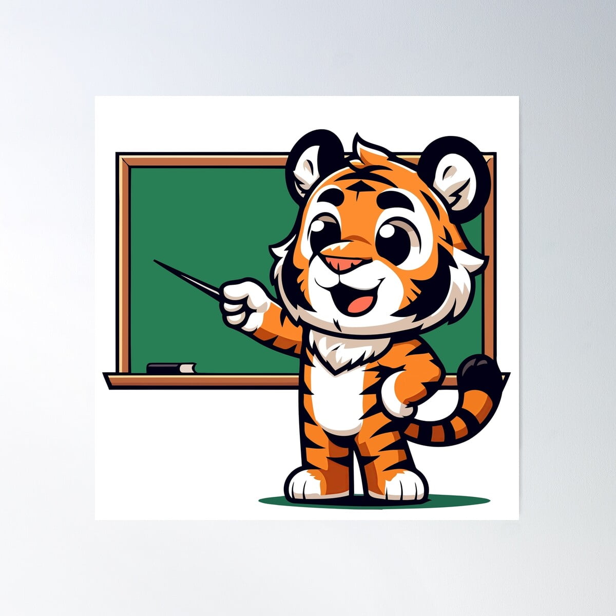 Adorable Tiger Teacher Character Charming Educational Mascot Poster ...