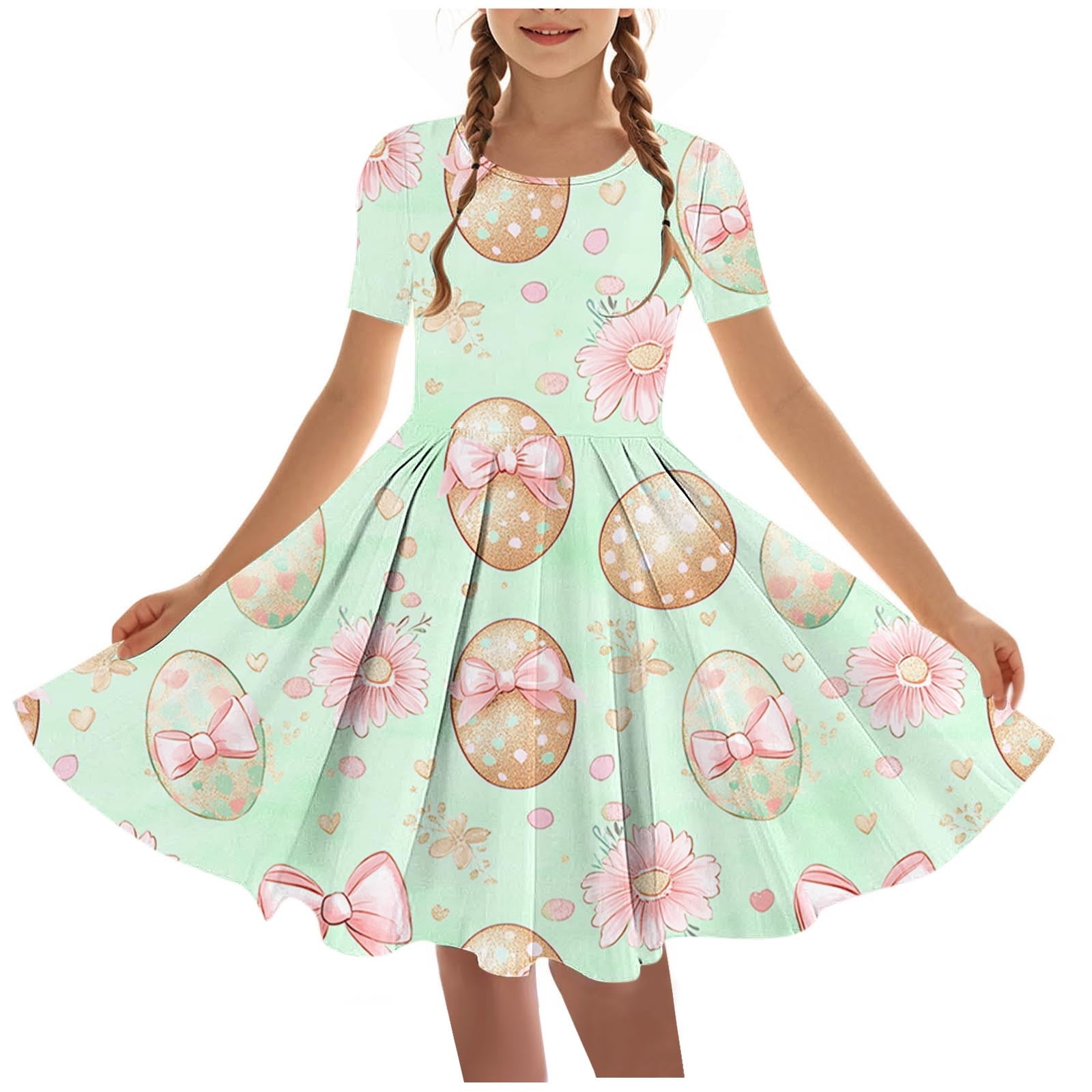 Adorable Toddler Strap Summer Dress Casual Short Sleeve Funny Easter ...