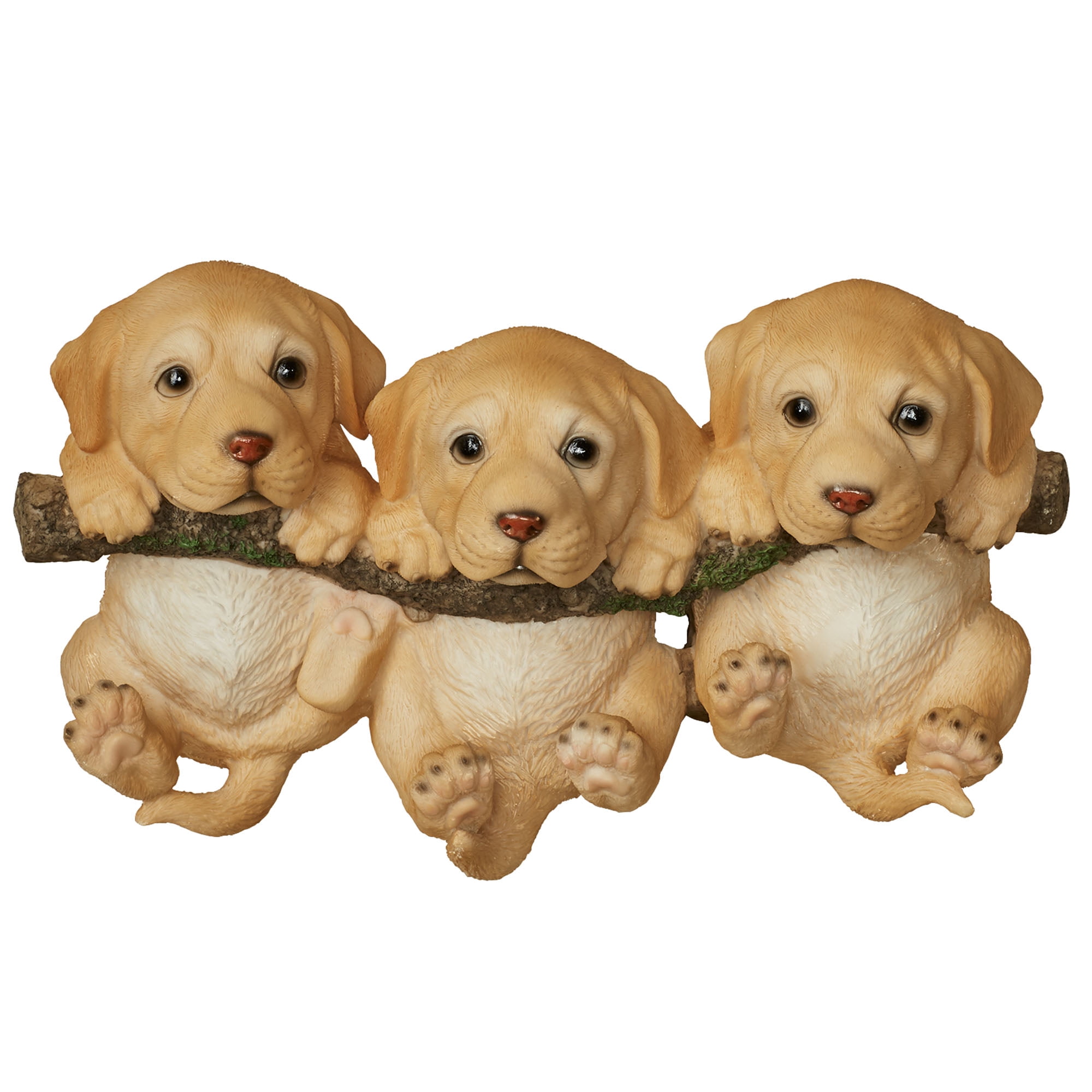 Adorable Trio of Labrador Puppies Dog on a Branch Wall Accent Golden ...
