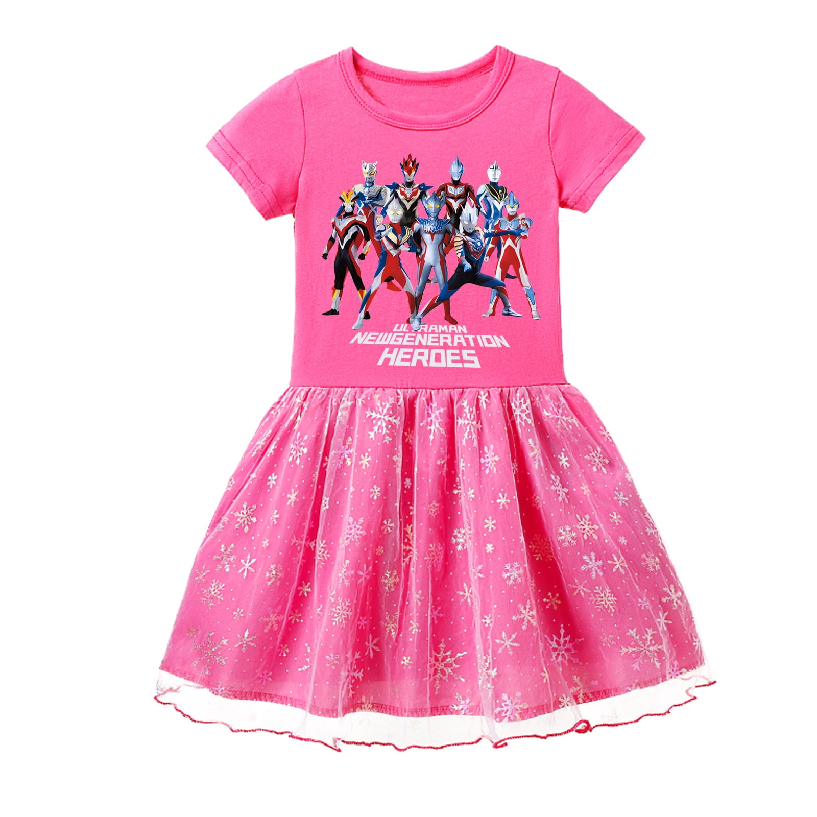 Adorable Ultraman Summer Dresses for Girls: Short Sleeve, Shiny Cotton ...