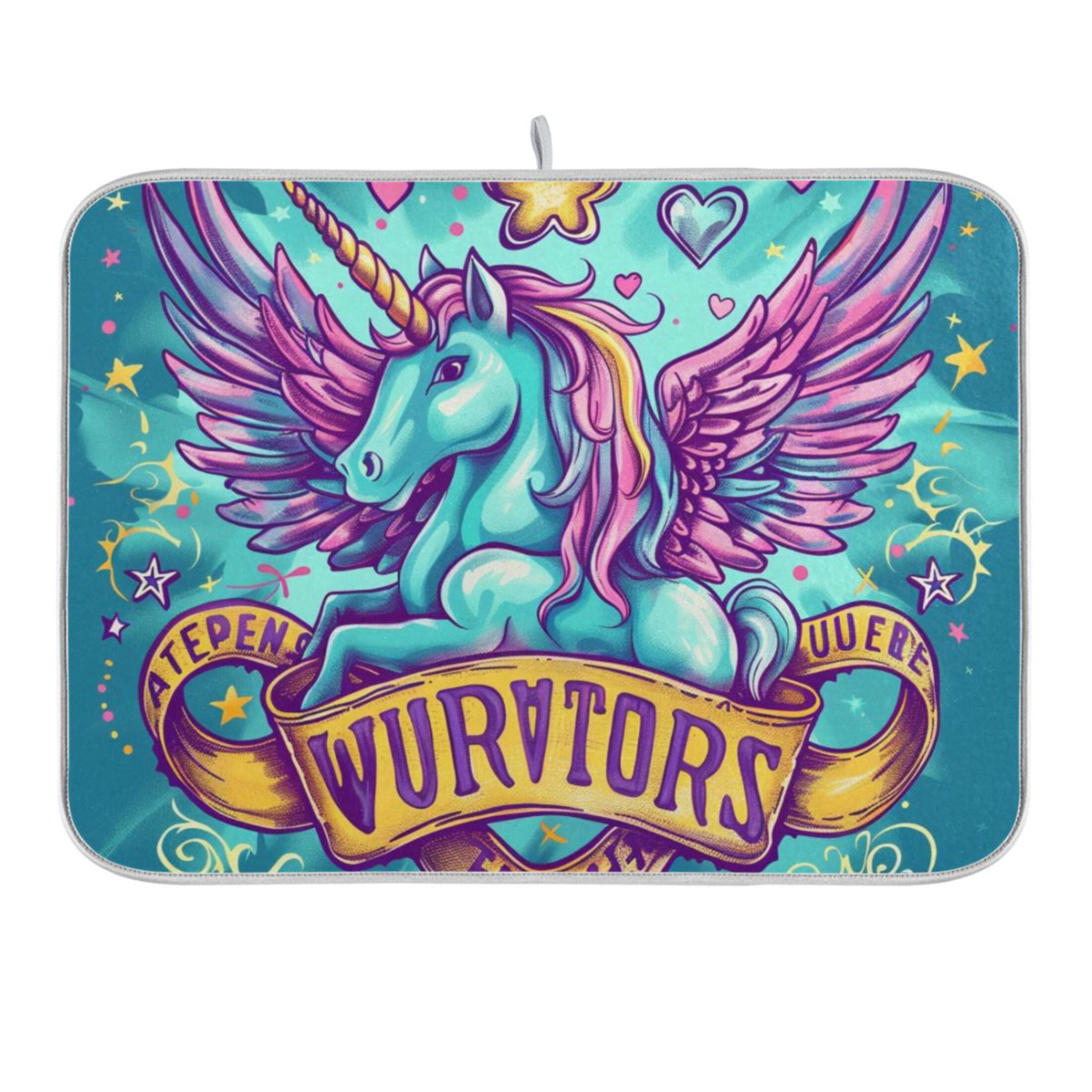 Adorable Unicorn Flying Dish Drying Mat 16x18 Absorbent Microfiber ...