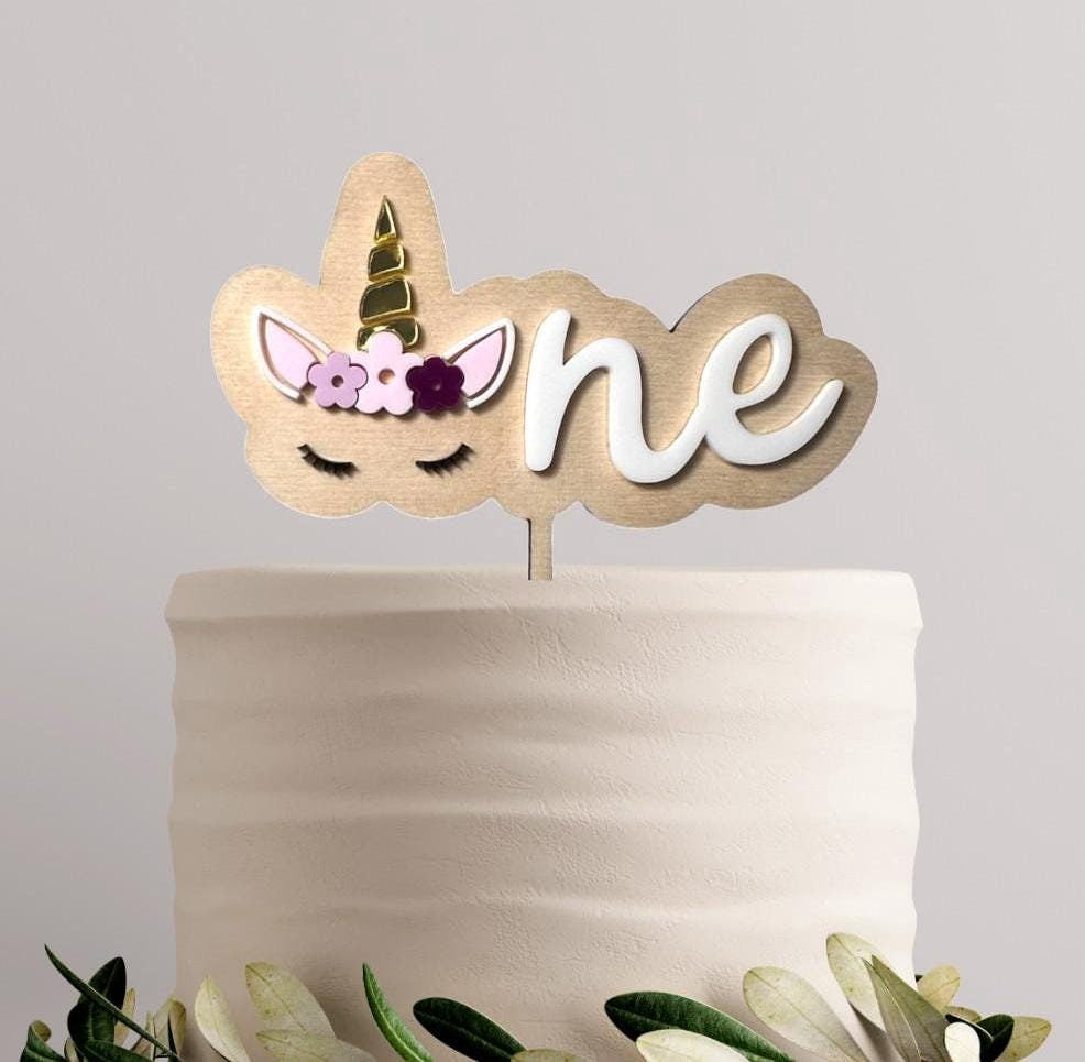 Adorable Unicorn Topper with Floral Details for Girls' Birthday Parties ...