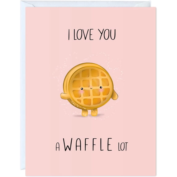 Adorable Waffle Love Card - "I Love You A Waffle Lot" Greeting Card ...