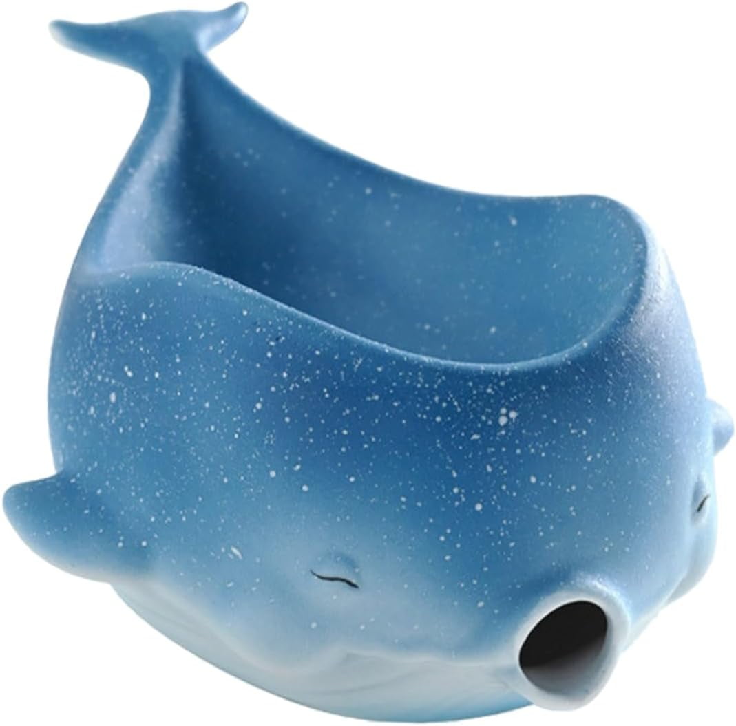 Adorable Whale Ceramic Soap Dish Drainable Tray for Kitchen Sink ...
