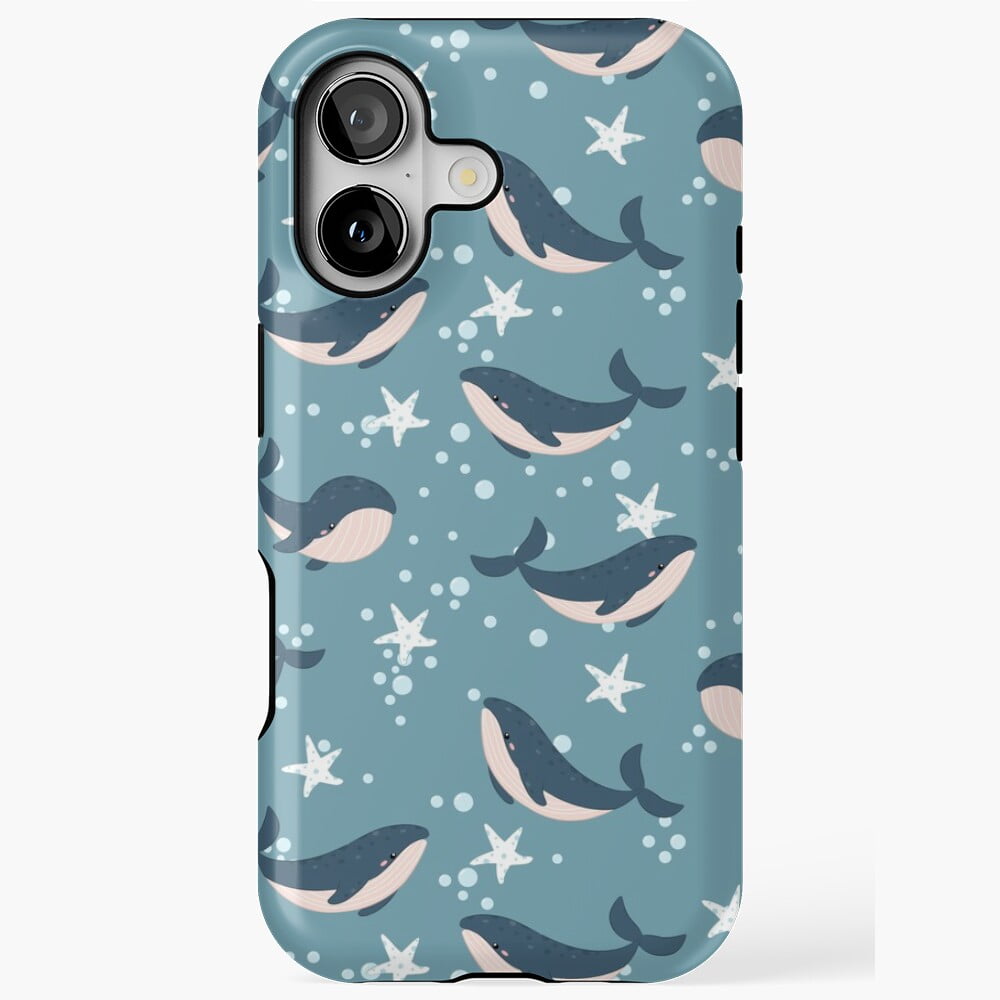Adorable Whale Pattern Marine Life Phone Case with iPhone 17 to 11 Pro ...