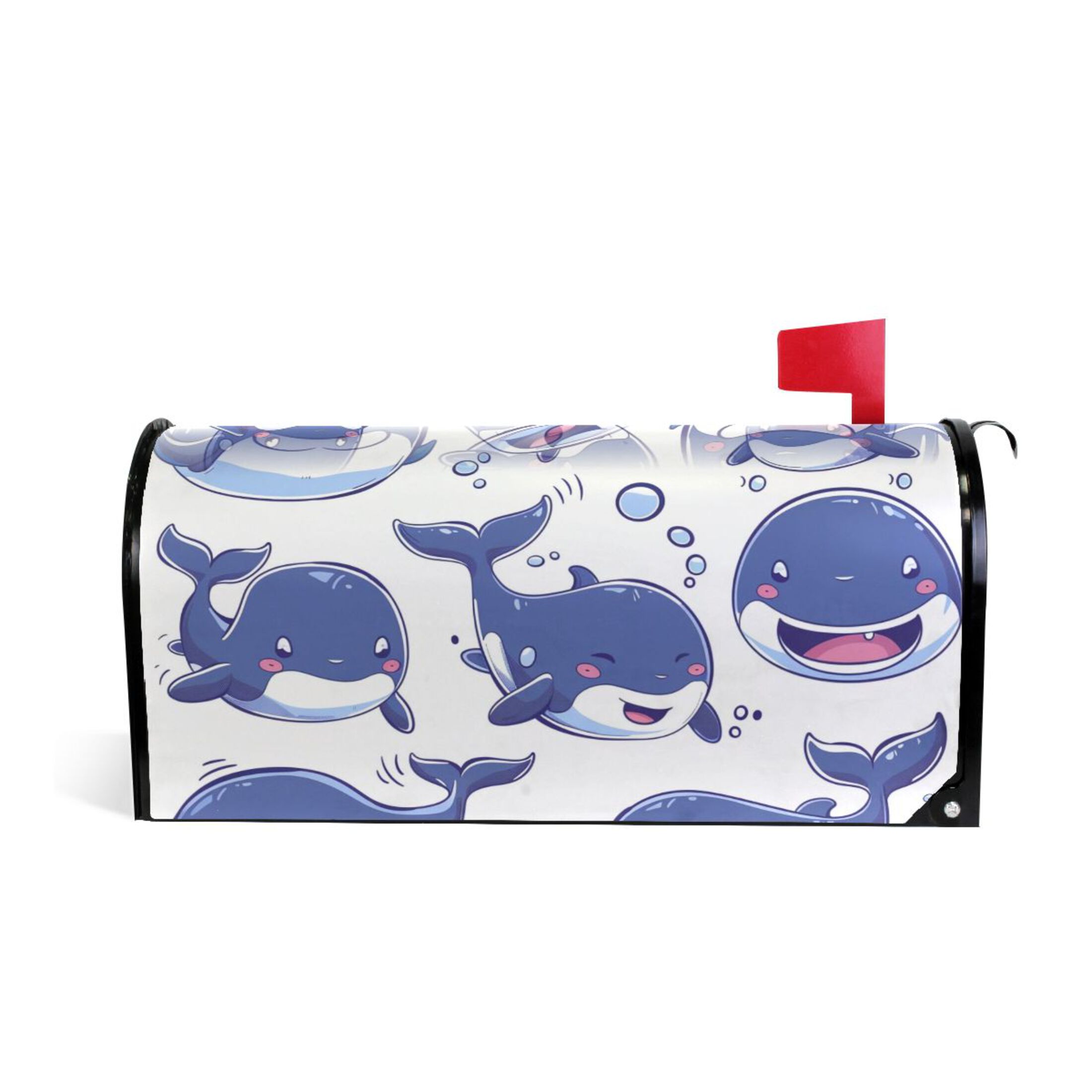 Adorable Whales Magnetic Mailbox Covers 21" X 18" Post Letter Box Wraps ...
