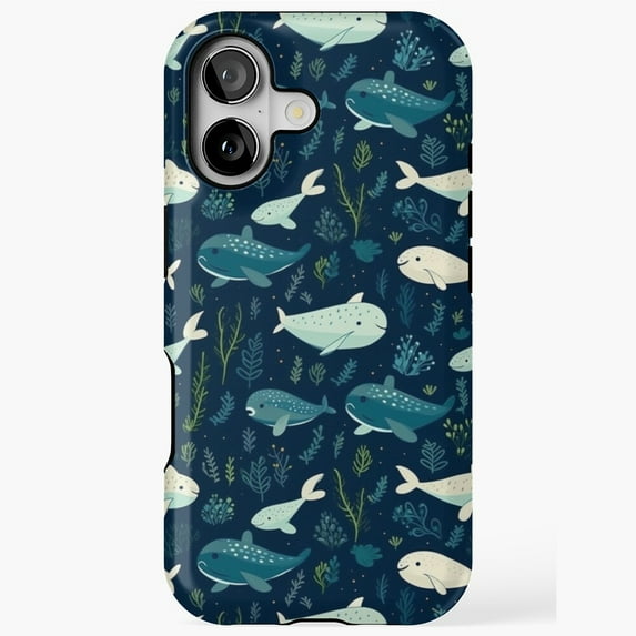 Adorable Whales in the Ocean Pattern Phone Case 17 16 15 14 13 12 11 ...