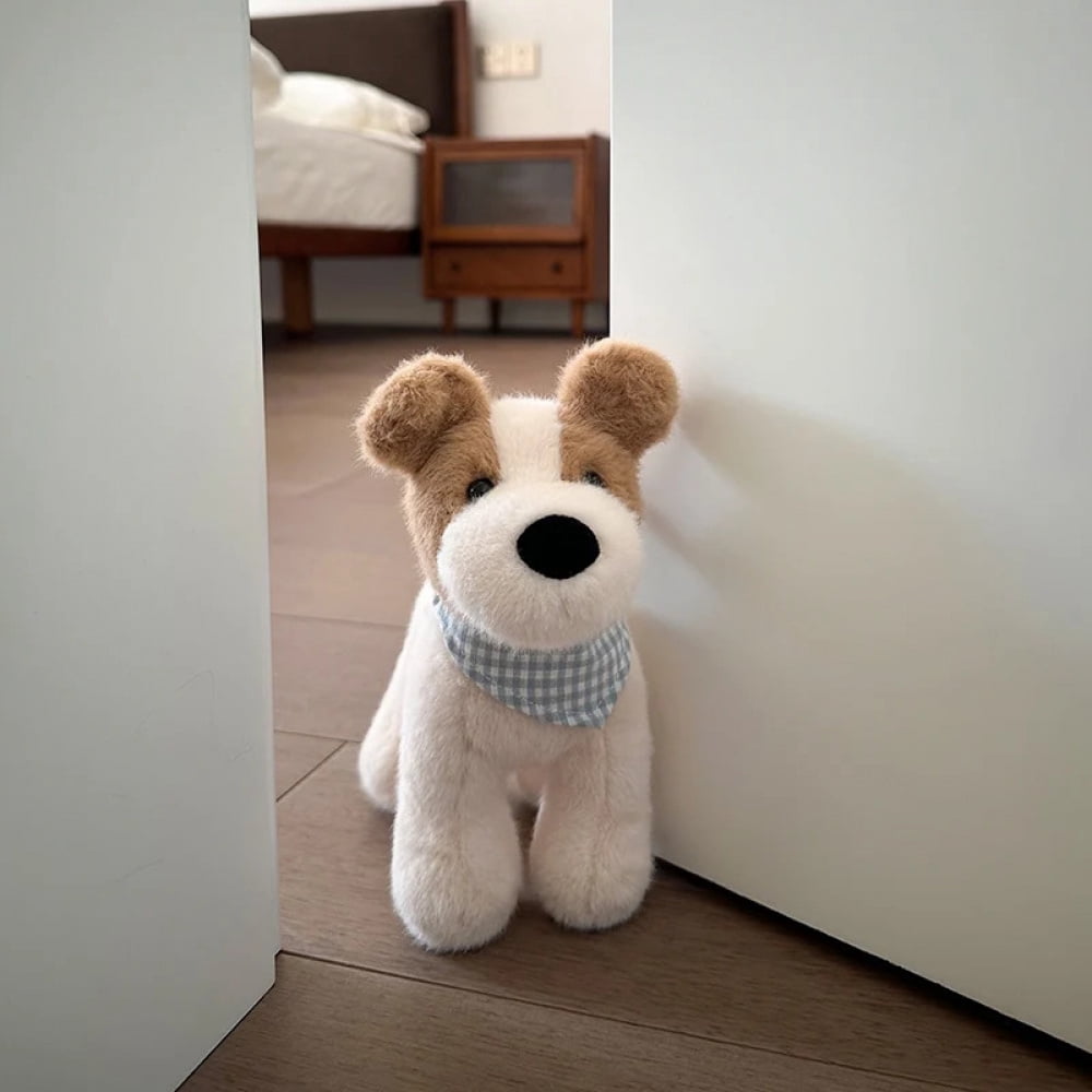 Adorable Wire Fox Terrie Dog Stuffed Animal Plushie Fluffy Puppy Toy ...