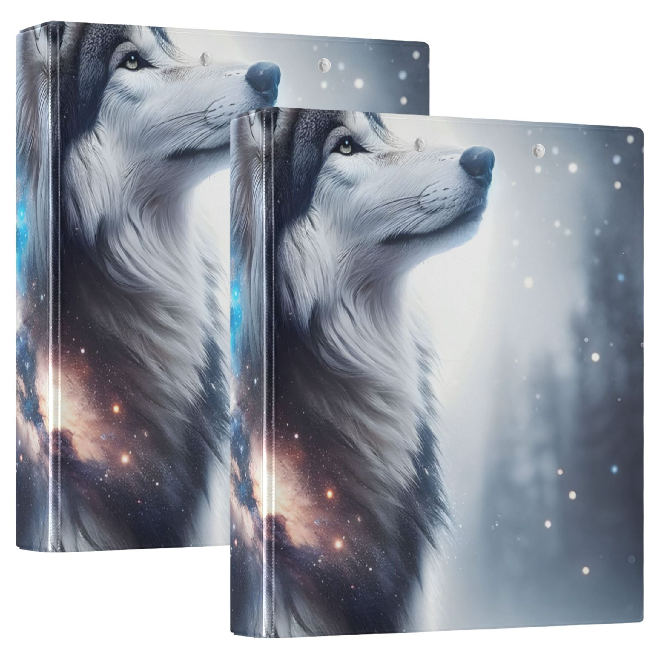 Adorable Wolf in Night 3 Ring Hardcover Binders 1.5" Round Rings for ...