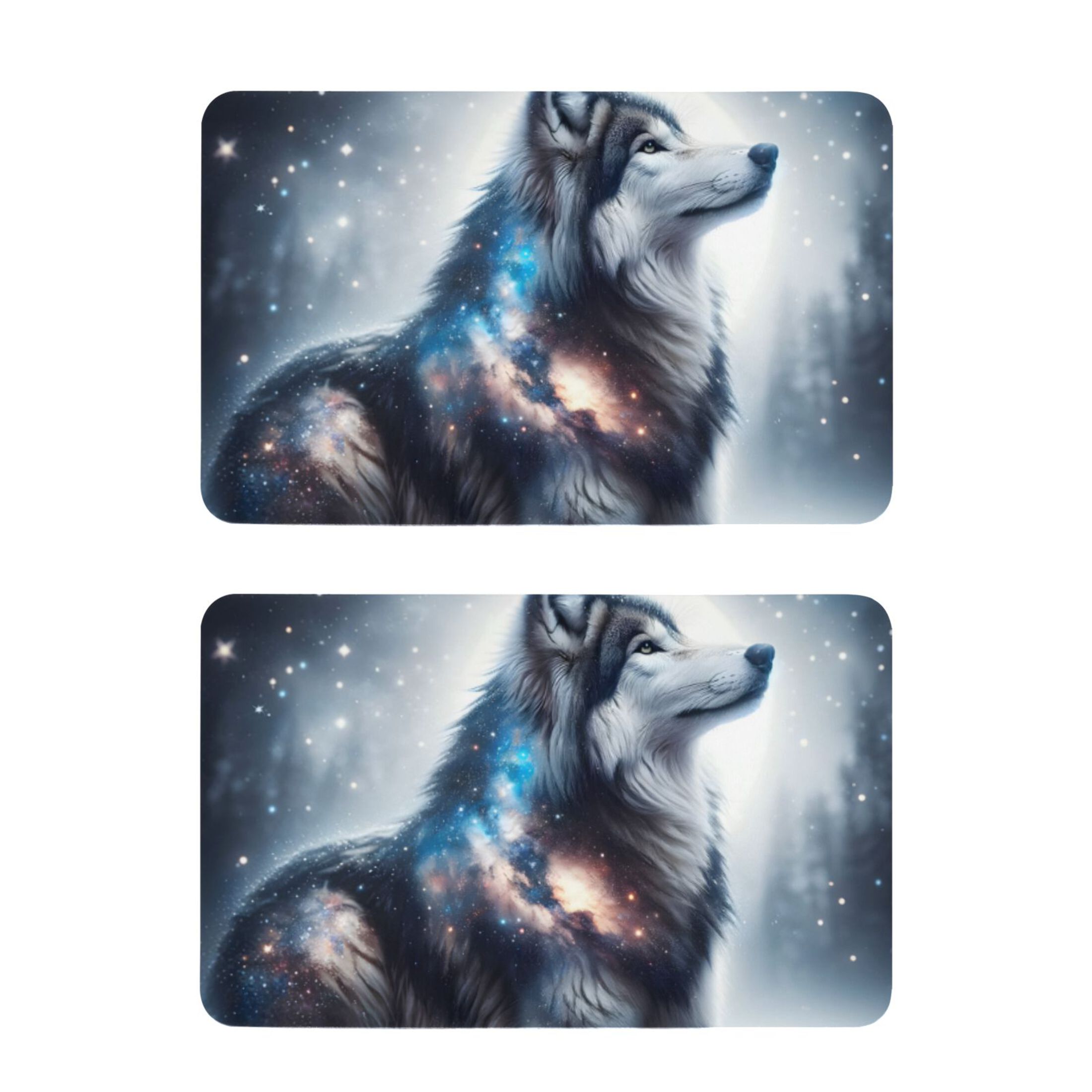 Adorable Wolf in Night Refrigerator Magnet Stickers Square Fridge Magnetic for Kitchen ...