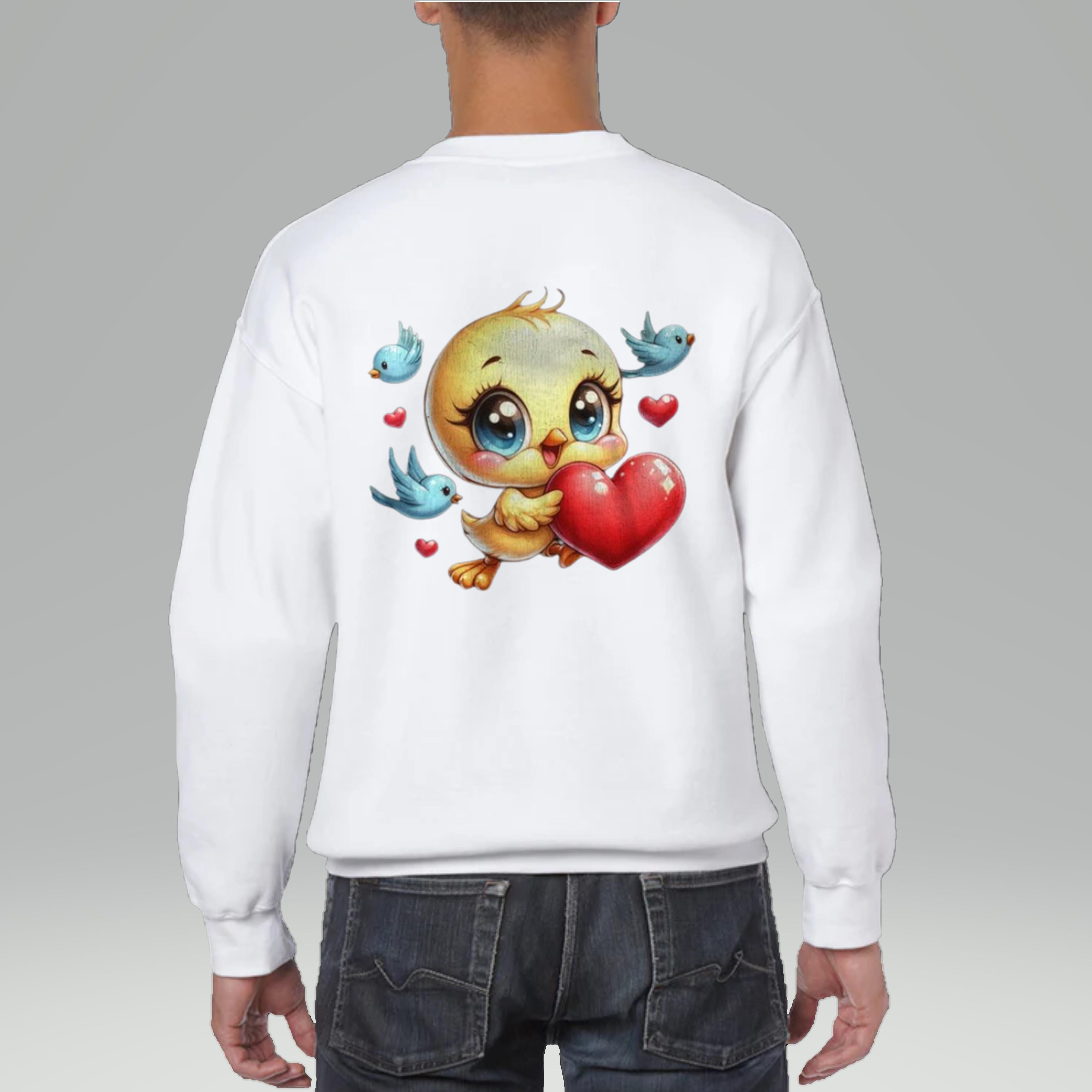 Adorable Yellow Bird Valentine's Day Sweatshirt, Cute Design for Love ...