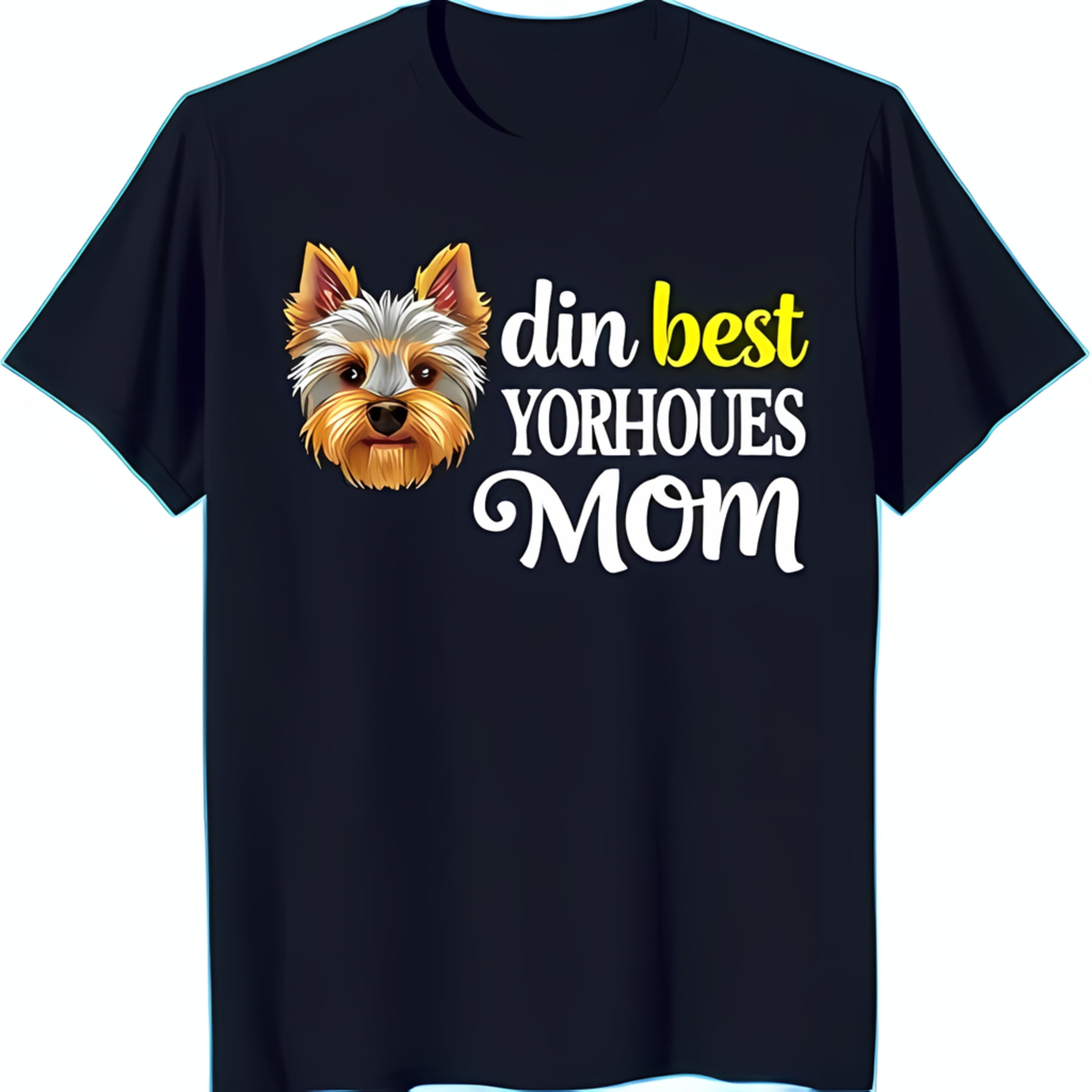 Adorable Yorkie Graphic Black T-Shirt for Proud Yorkie Moms - Walmart.com