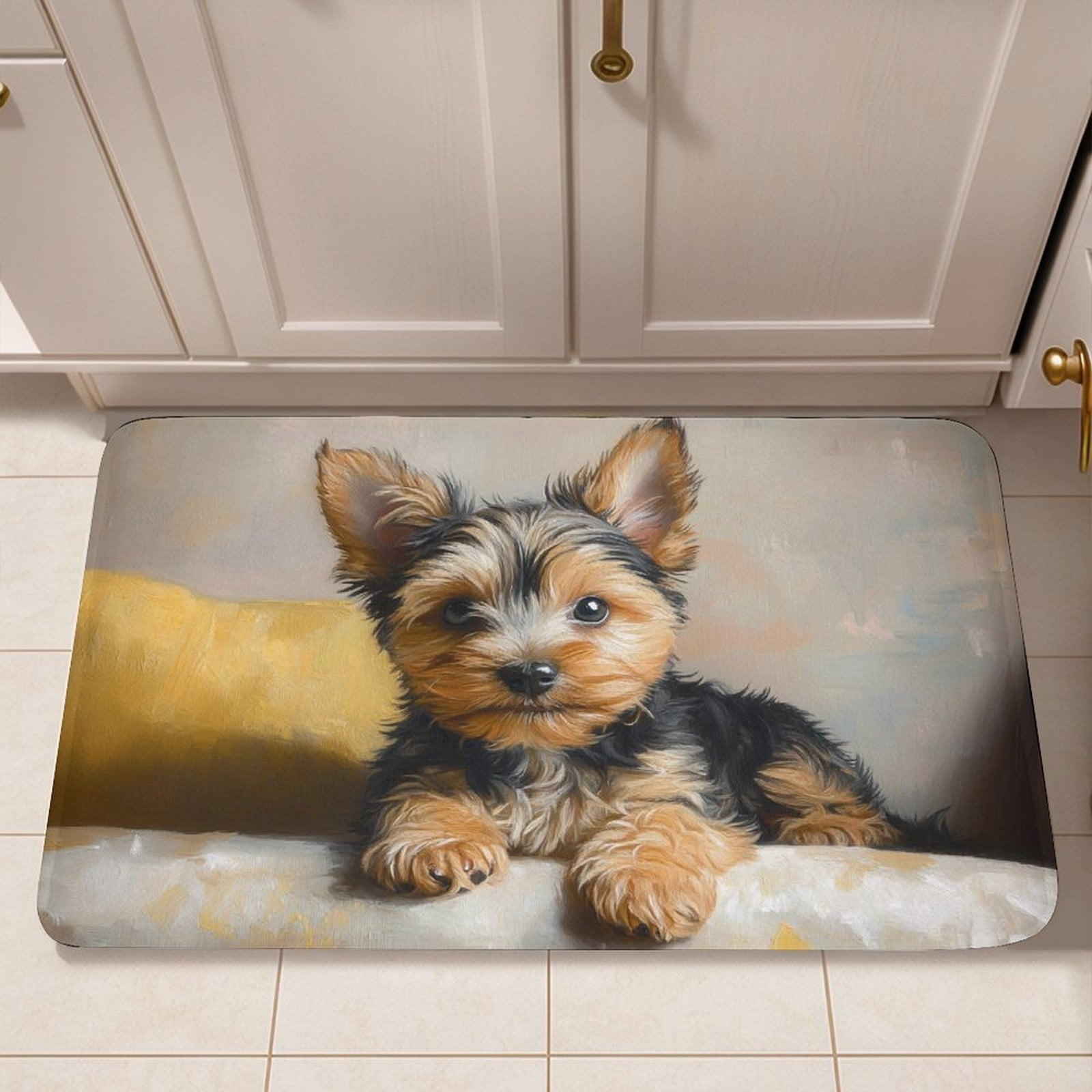 Adorable Yorkshire Puppy Flannel Kitchen Mat - Non-Slip, Super ...