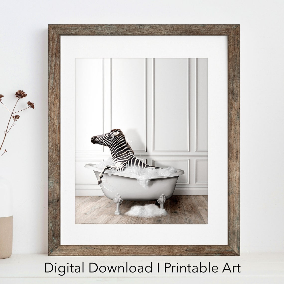 Adorable Zebra in Tub Photo Bathroom Art Print Unframed Paper Print ...