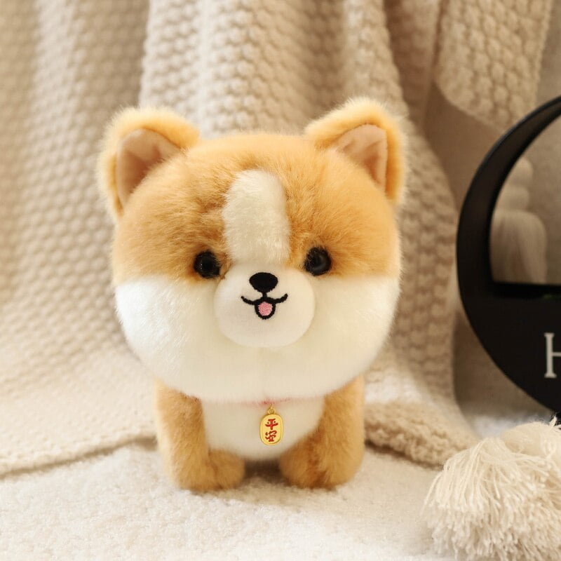Adorbale Furry Plush Corgi Dog Plush Toy Stuffed Big Head Kawaii ...
