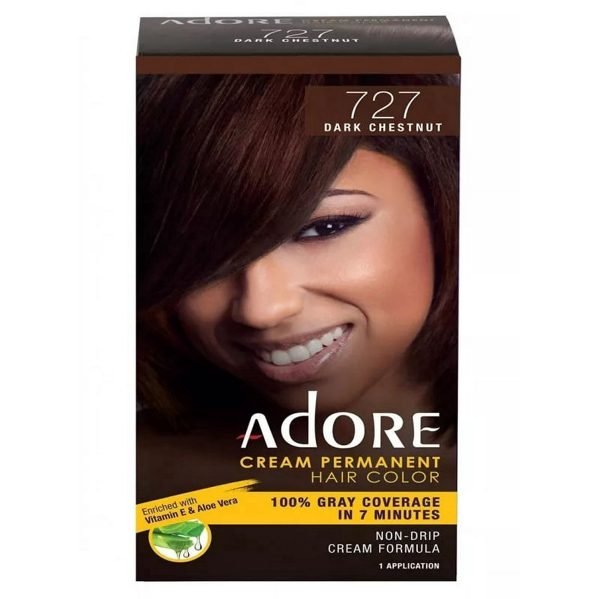 Adore Cream Permanent Hair Color Dark Chestnut 727, 4 Oz, 3 Pack ...