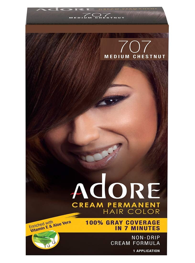 Adore Cream Permanent Hair Color Medium Chestnut 707, 4 Oz.. - Walmart.com