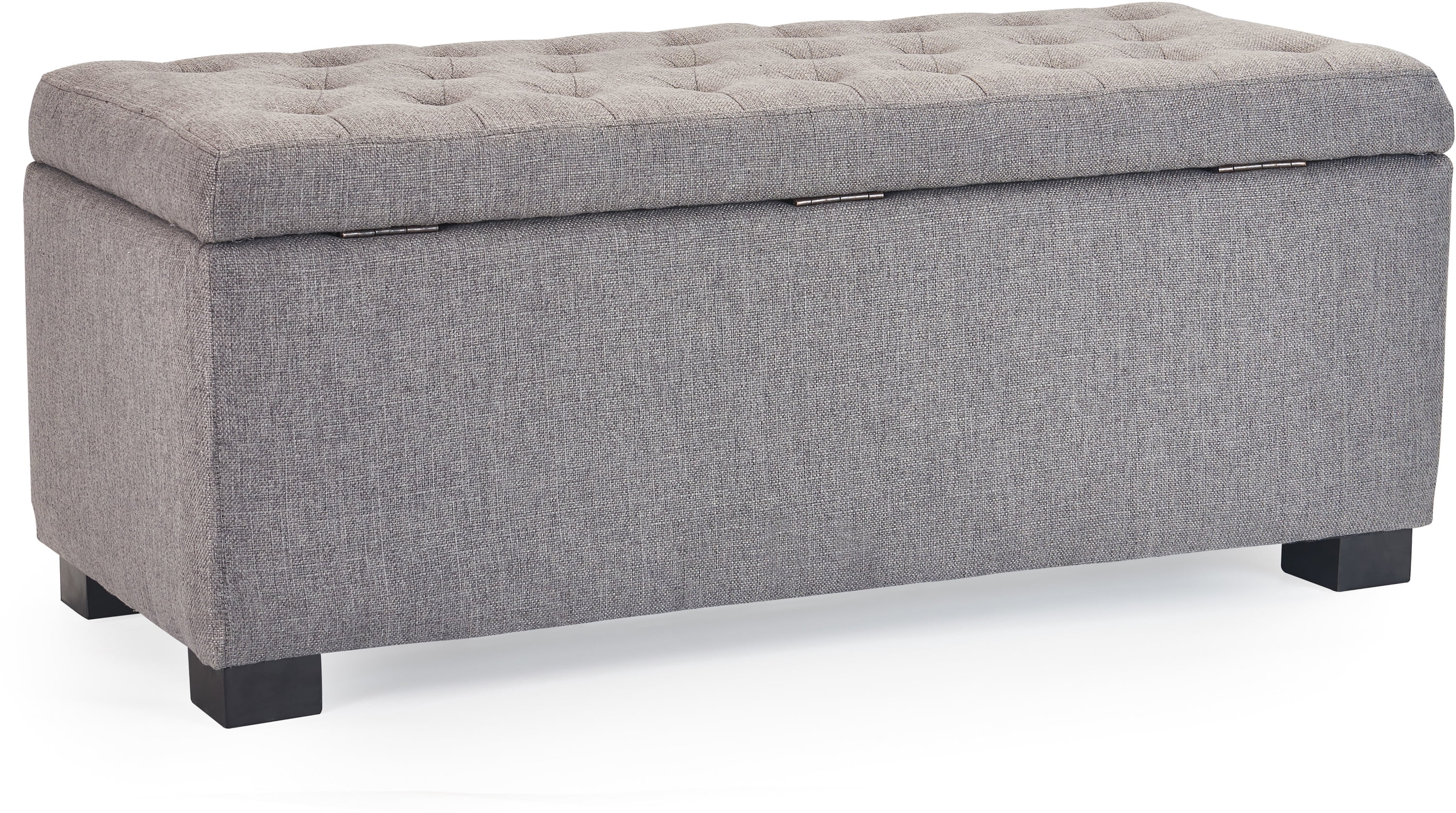 Adore Decor Arlo Wood and Tufted Linen Storage Bench in Gray - Walmart.com