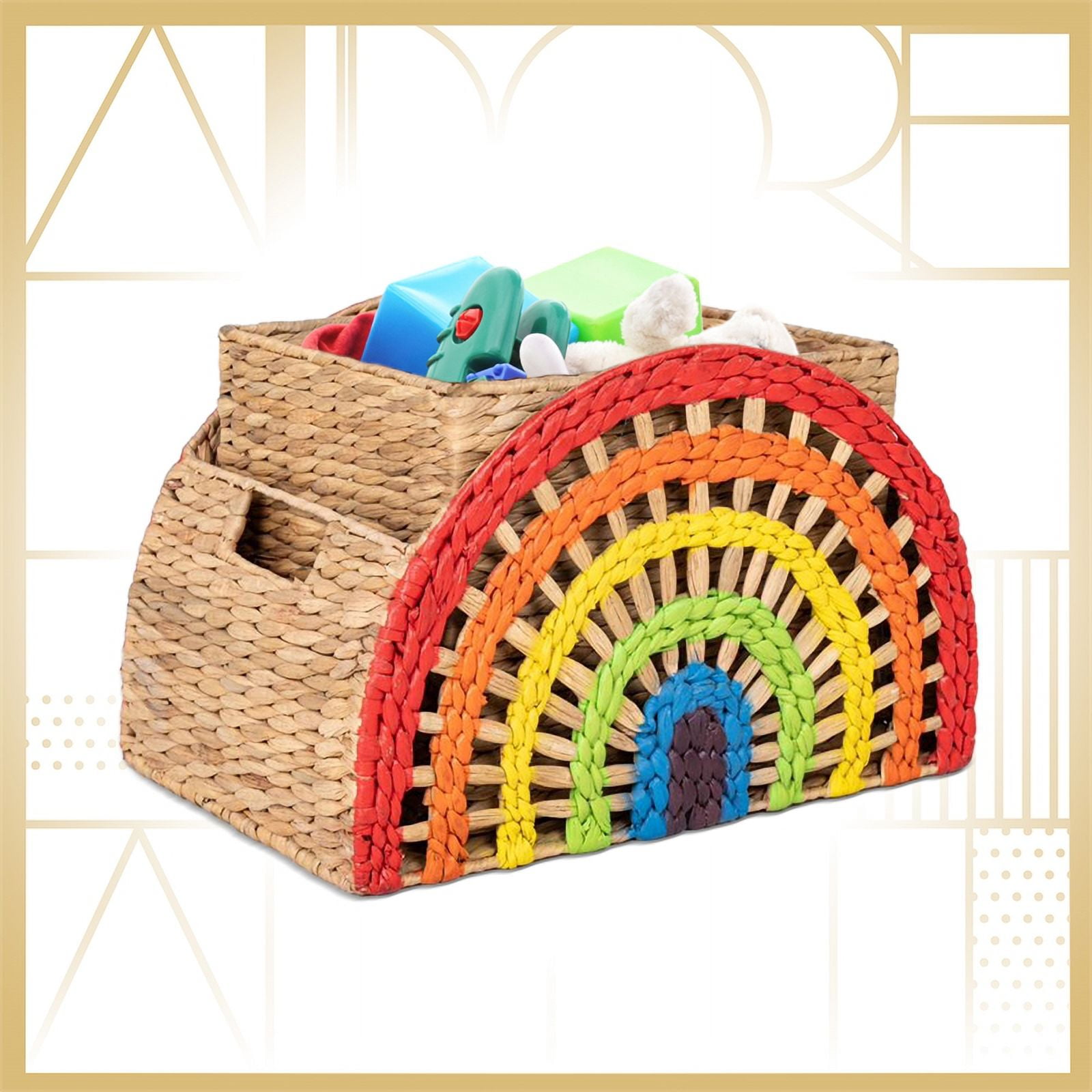 Adore Decor Dorothy Rainbow Wicker Basket Storage Natural & Woven Water ...