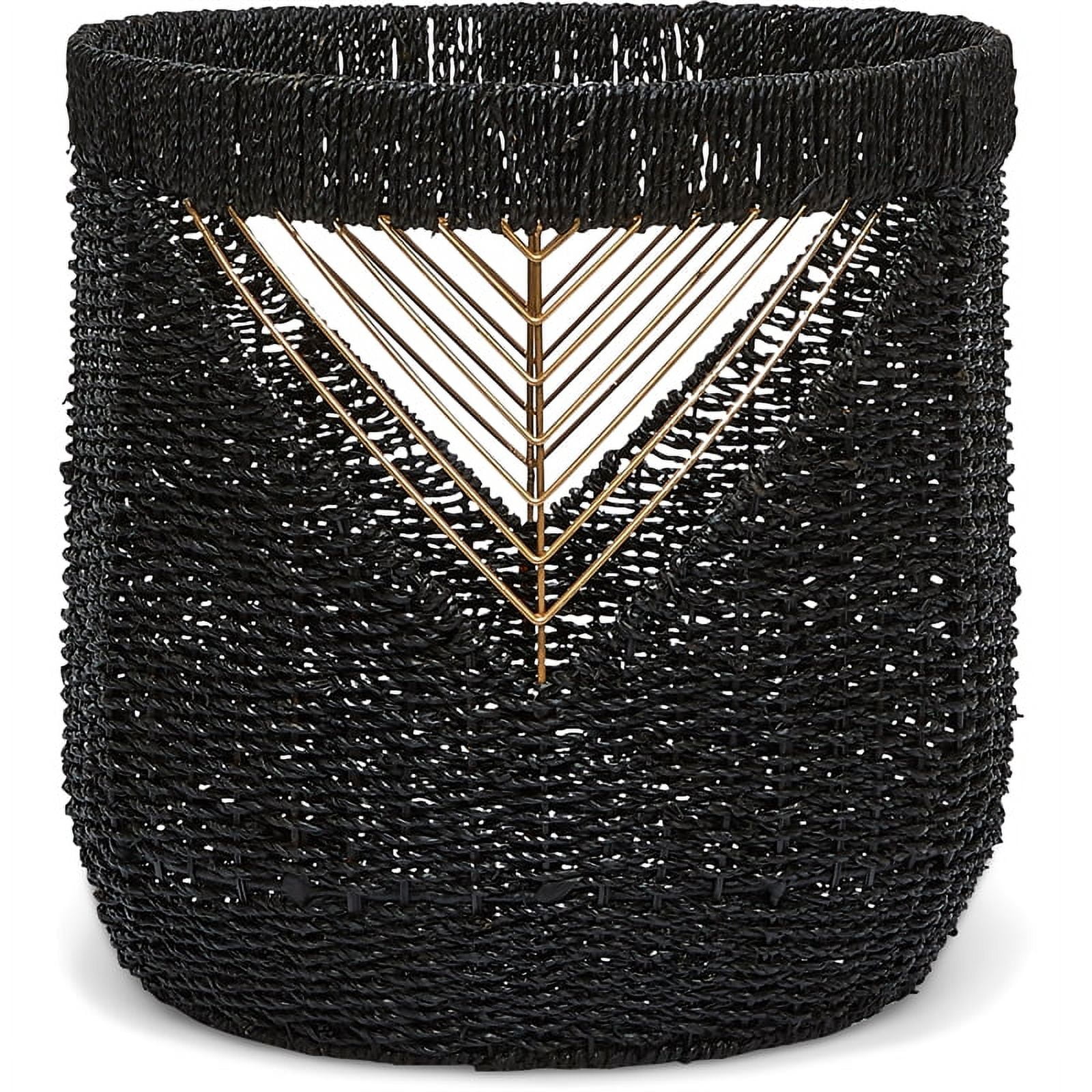Adore Decor Ostara Seagrass Black & Gold Basket - Walmart.com