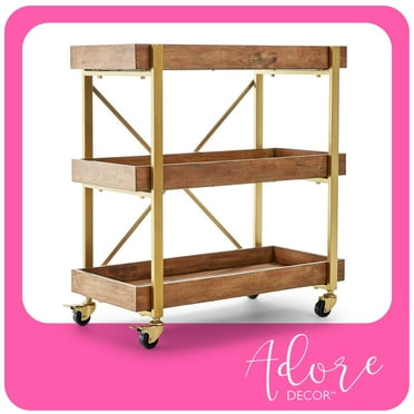 Adore Decor Addison Bar Cart Antique Gold - Walmart.com