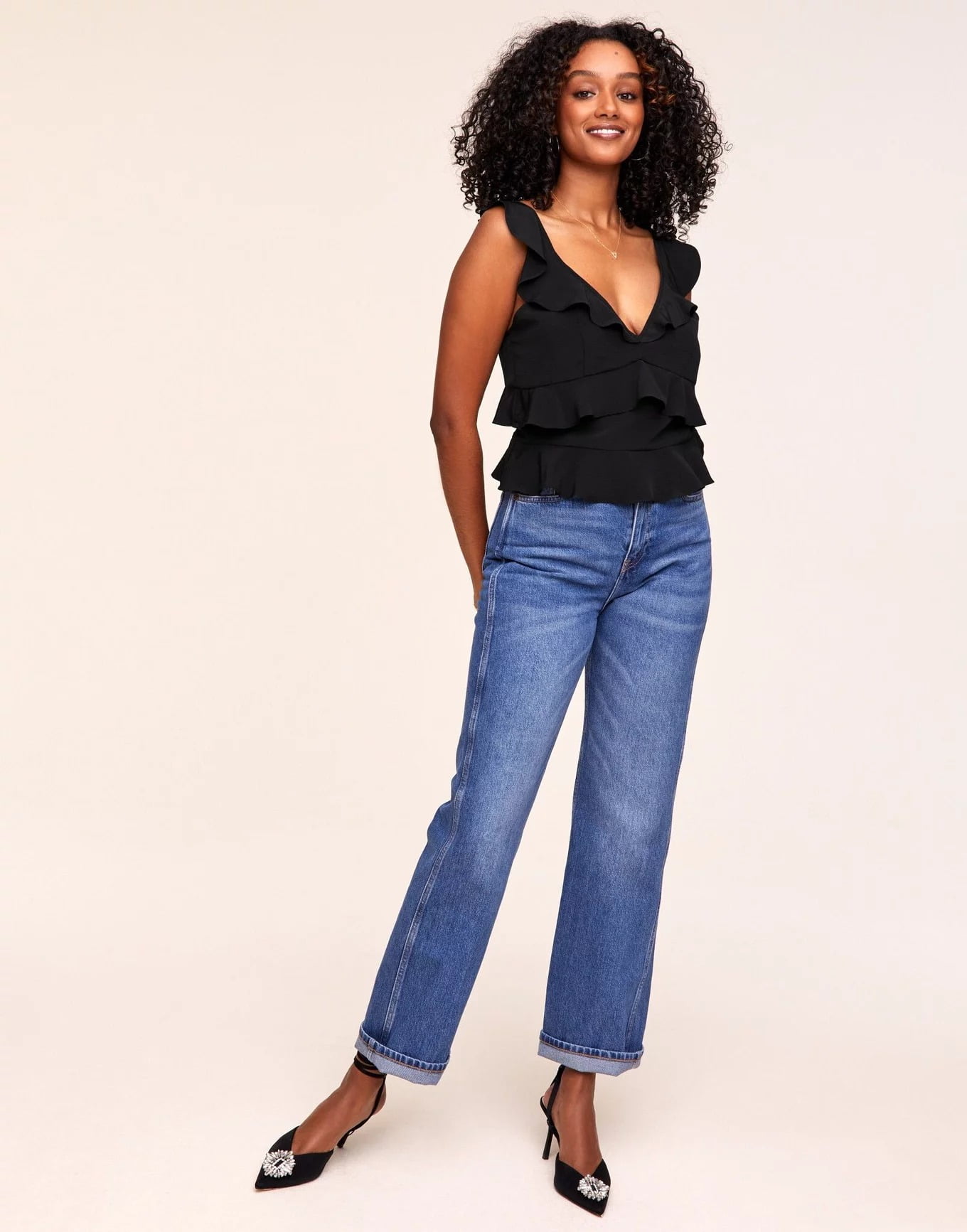 Adore Me BLACK Women's Bay Lake Ruffle Cami Top, US Large - Walmart.com