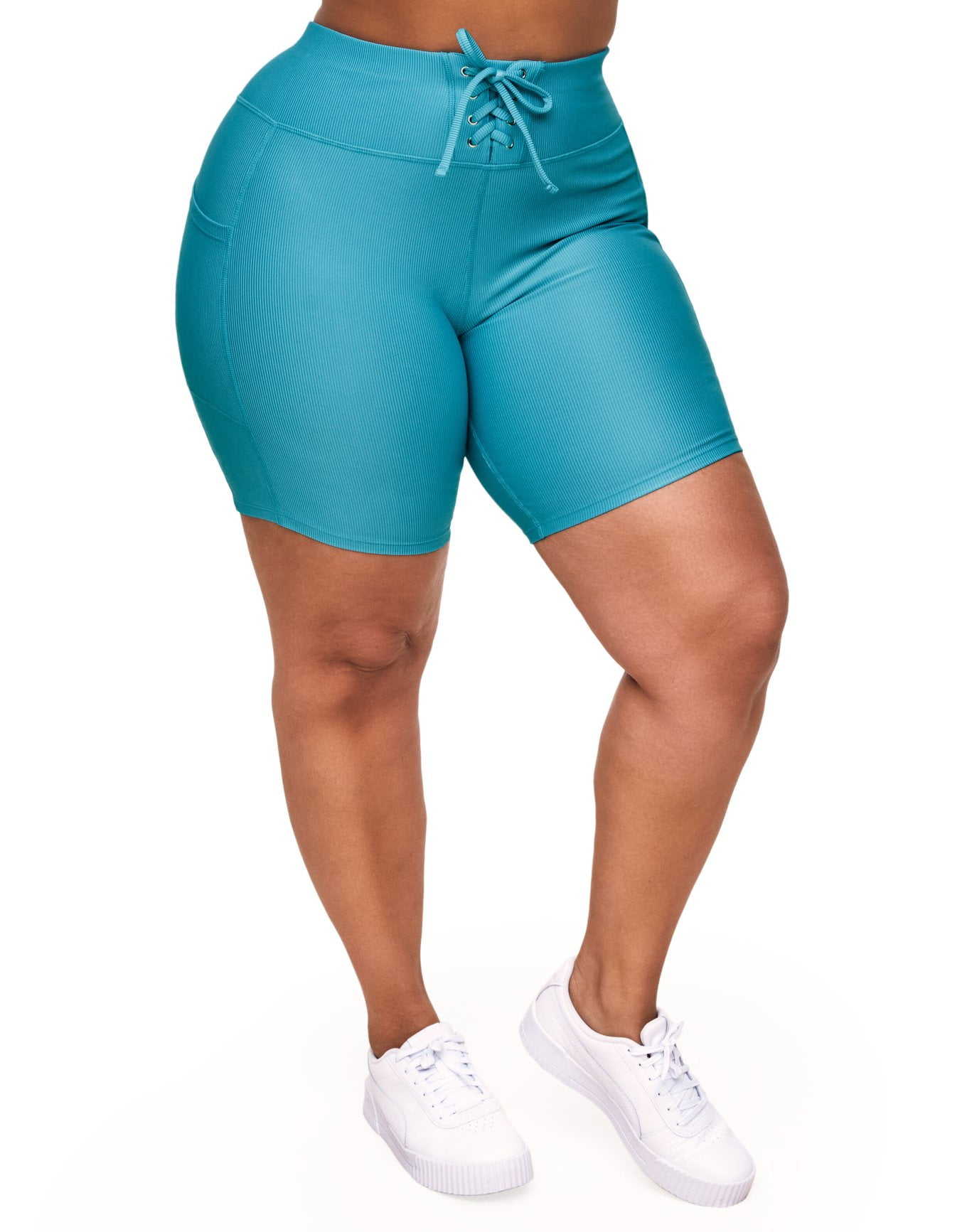 Adore Me Remy Rib Lace-Up Biker Short Women's Activewear Plus Sizes ...
