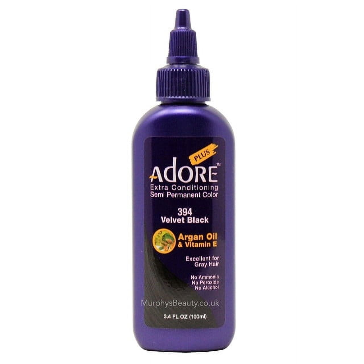 Adore Plus Semi Permanent Color, 394 Velvet Black, 3.4 Oz, 6 Pack ...