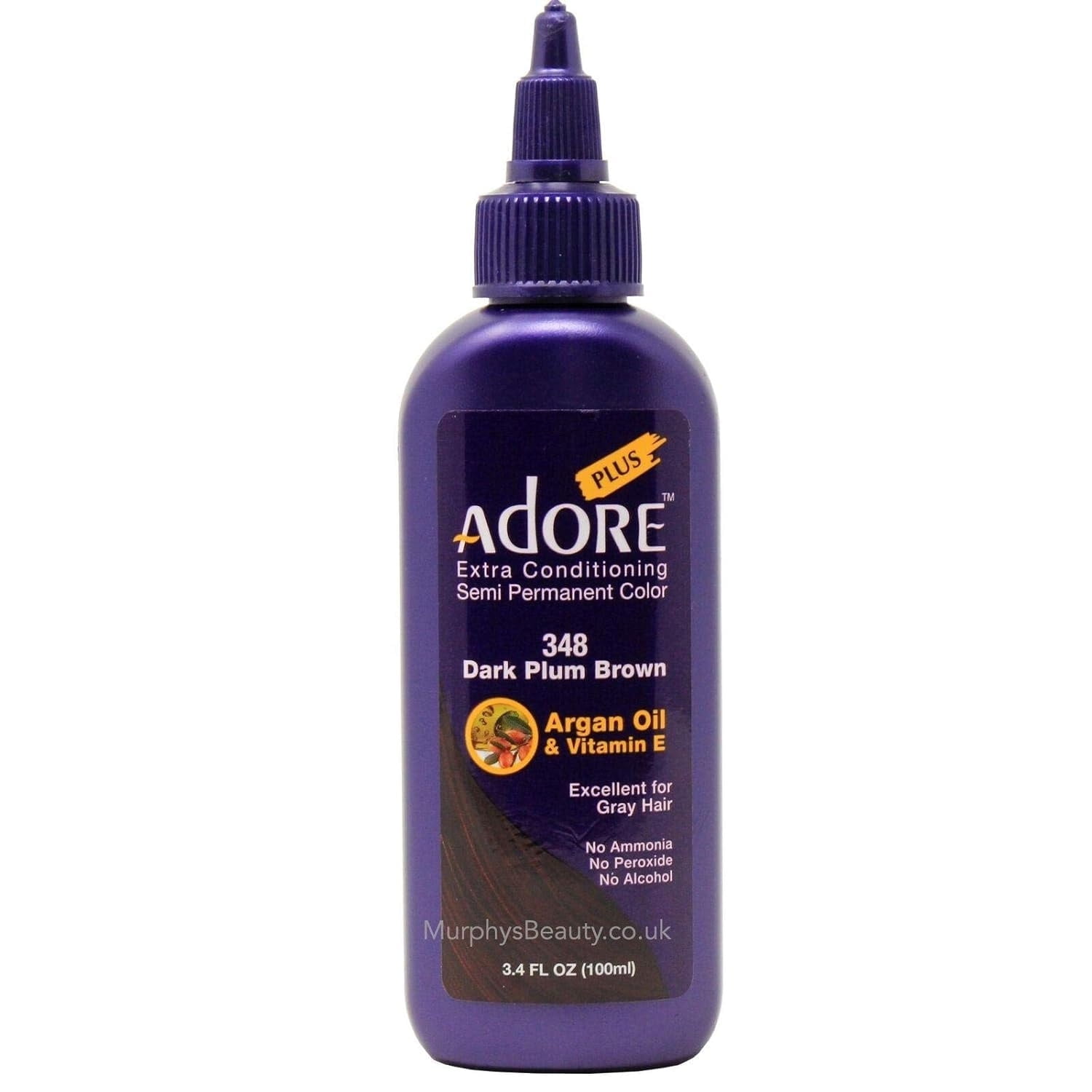 Adore Plus Semi Permanent Hair Color,Dark Plum Brown,348, 3.4 Oz, 2 ...