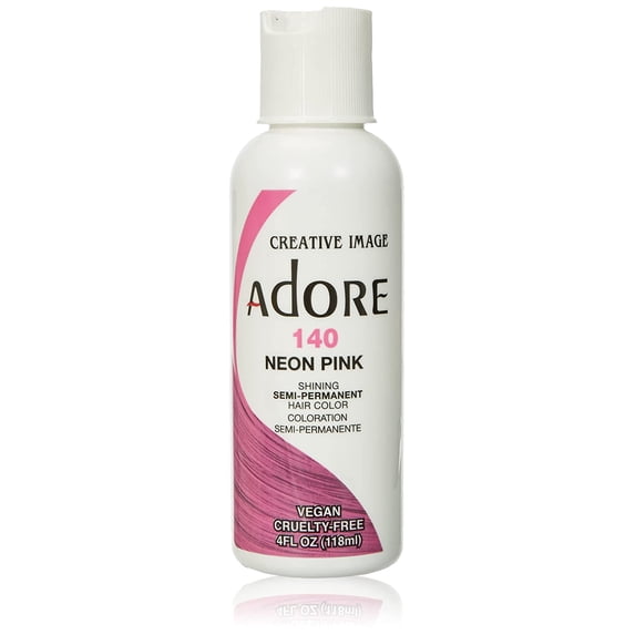Adore Semi-Permanent Haircolor #140 Neon Pink 4 Ounce (118ml) - Dye ...
