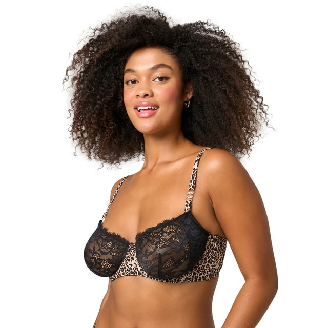 Adored by Adore Me Women's Cara Unlined Balconette Bra, Leopard Lace, 38C-40DD - Walmart.com