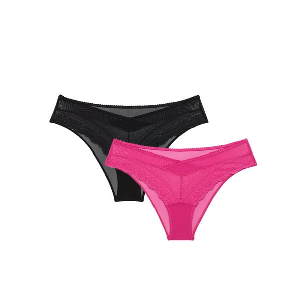 Adored by Adore Me Women’s Mandy Cross-Front Mesh and Lace Cheeky ...