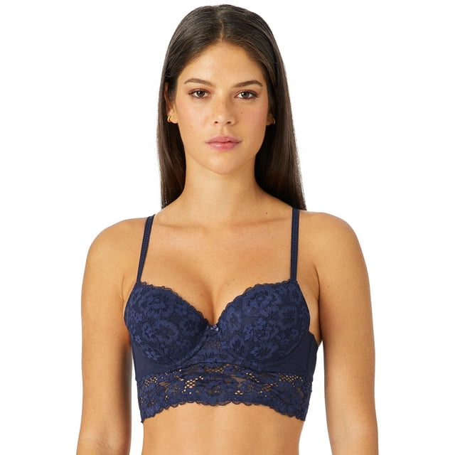 Adored by Adore Me Women’s Payal Longline Underwire Floral Lace Demi Cup Bra - Walmart.com