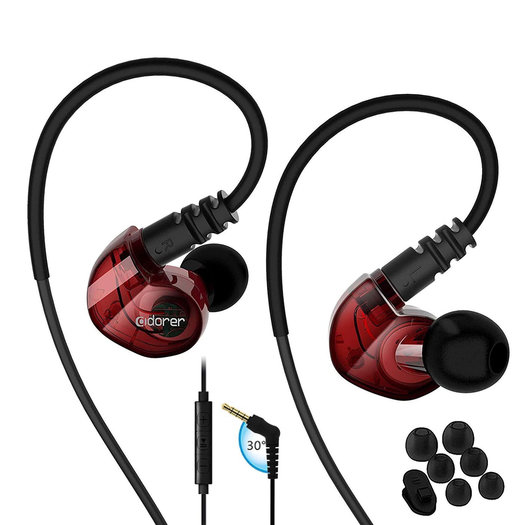 Adorer Sport Earbuds with Microphone, Wired, Sweatproof, Noise ...