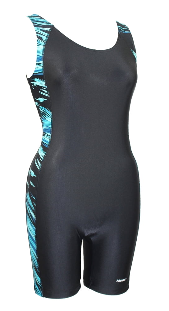 Adorerex Women's Sunfire Lycra Unitard Swimsuit in Black/Blue, Size ...