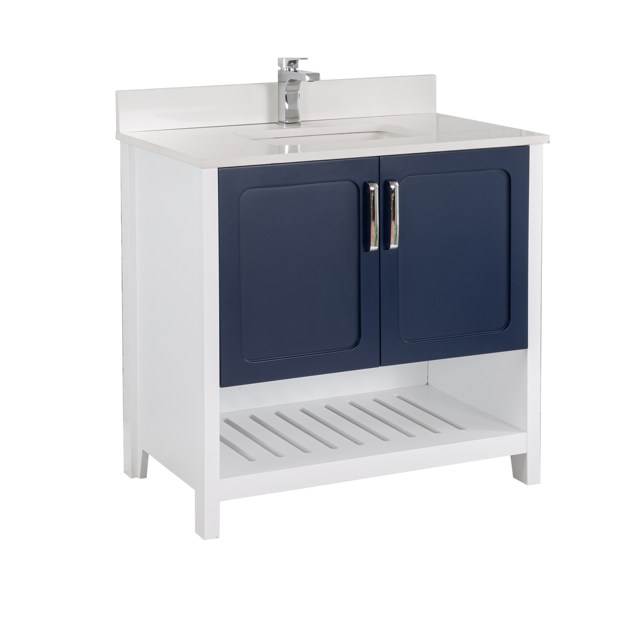 Adorn Vanity Florin Collection Dark Blue 36 inch Bathroom Vanity with ...