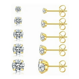5 Pairs Stud Earrings Hypoallergenic Surgical Steel Cubic Zirconia Earrings Shop Black Friday Deals for 2024 Walmart