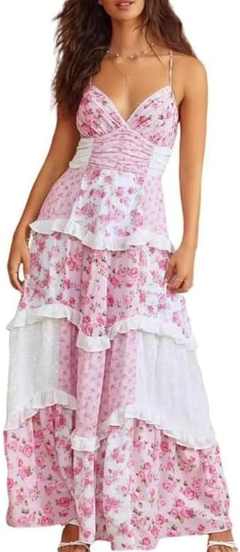 Adrenila Floral Maxi Dress, Patchwork Floral Maxi Dress, Flowy Summer ...