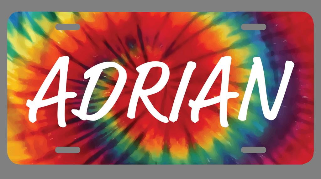 Adrian Name Tie Dye Style License Plate Tag Vanity Novelty Metal | UV ...