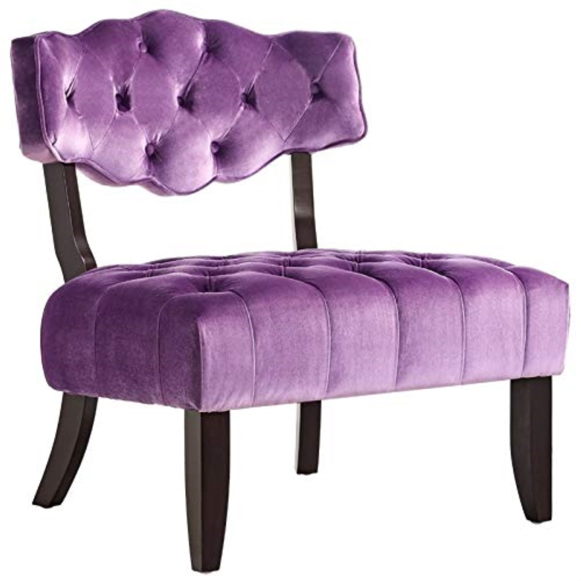 Adrian Velvet Glam Diamond Tufted Armless Slipper Accent Chair , Purple ...